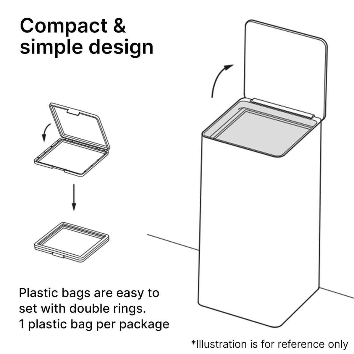Toilet Dustbin 95x95x200 WH