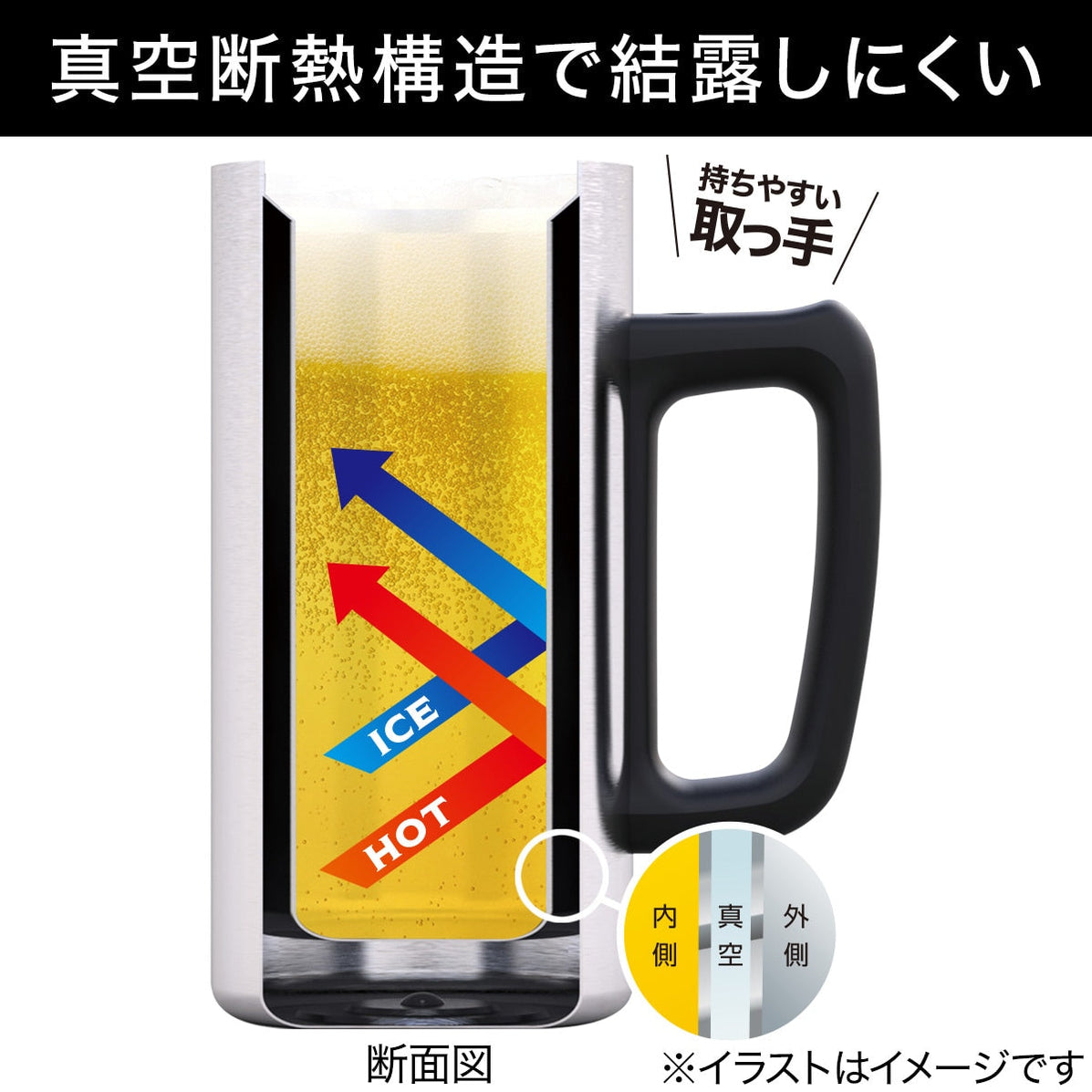 STAINLESS STEEL BEER MUG PROST 630ML SI